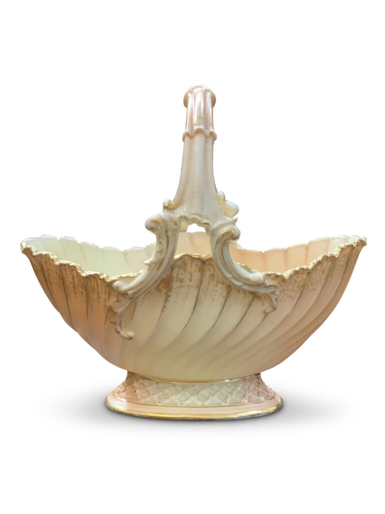 Rare Royal Worcester Blush Ivory Basket - Valentine’s Antique Gallery