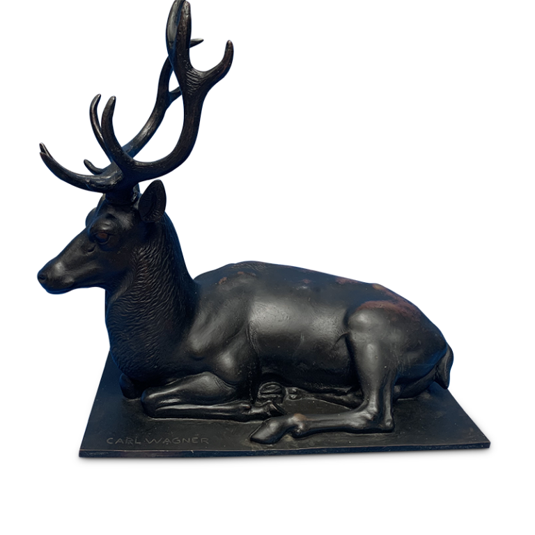 Bronze Resting Stag Sculpture Valentines Antique Gallery