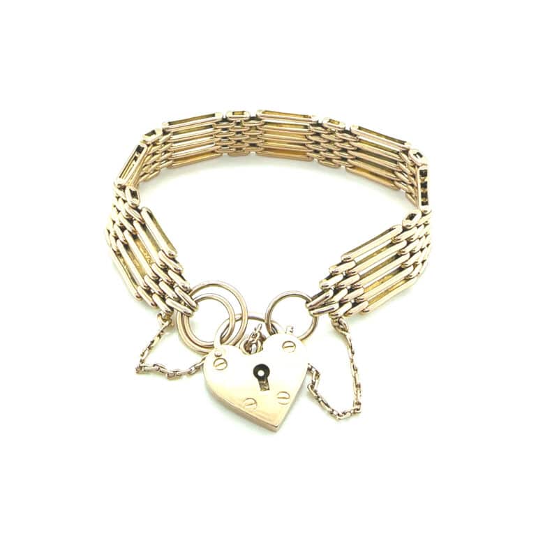 9ct gold gate link bracelet c.1950 - Valentine’s Antique Gallery